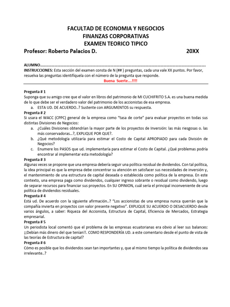 Modelo de Exámen | PDF