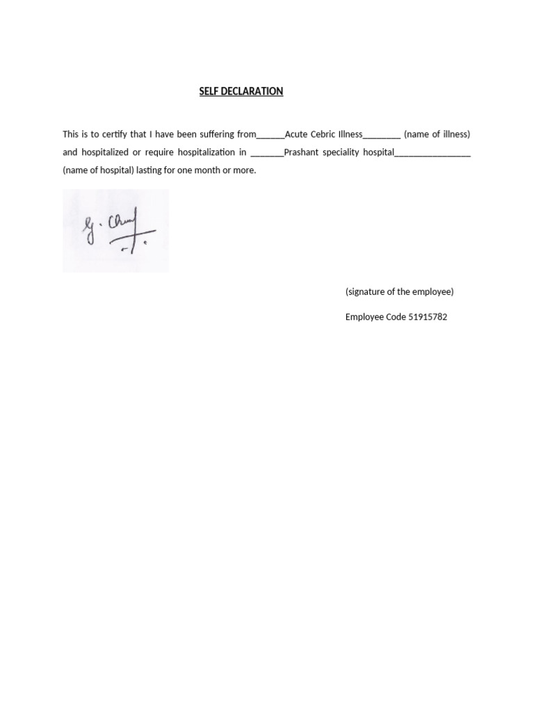 Self Declaration Form Medical | PDF