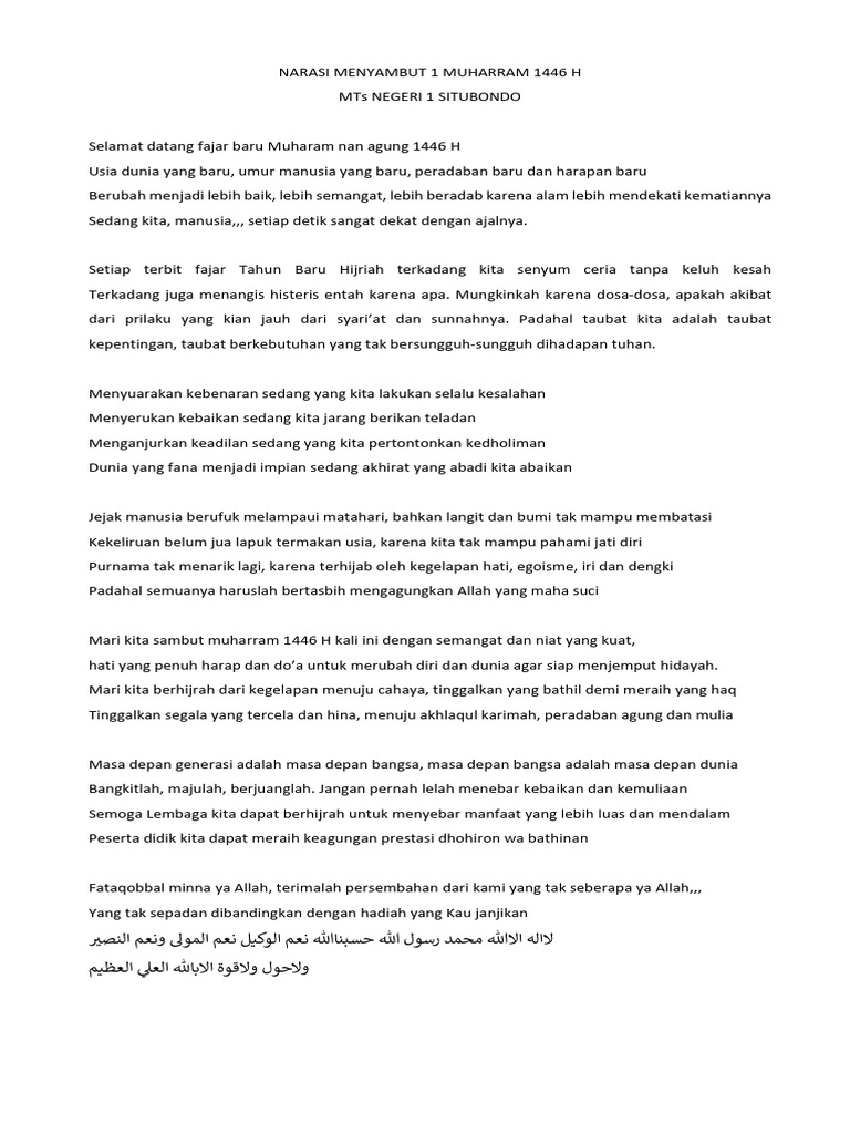 Narasi 1 Muharram 1446 H | PDF