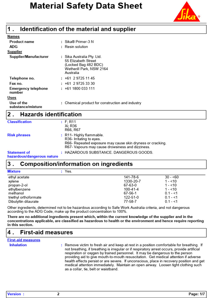 490-243-Sika-Sika Primer 3N-MSDS (14296) | PDF