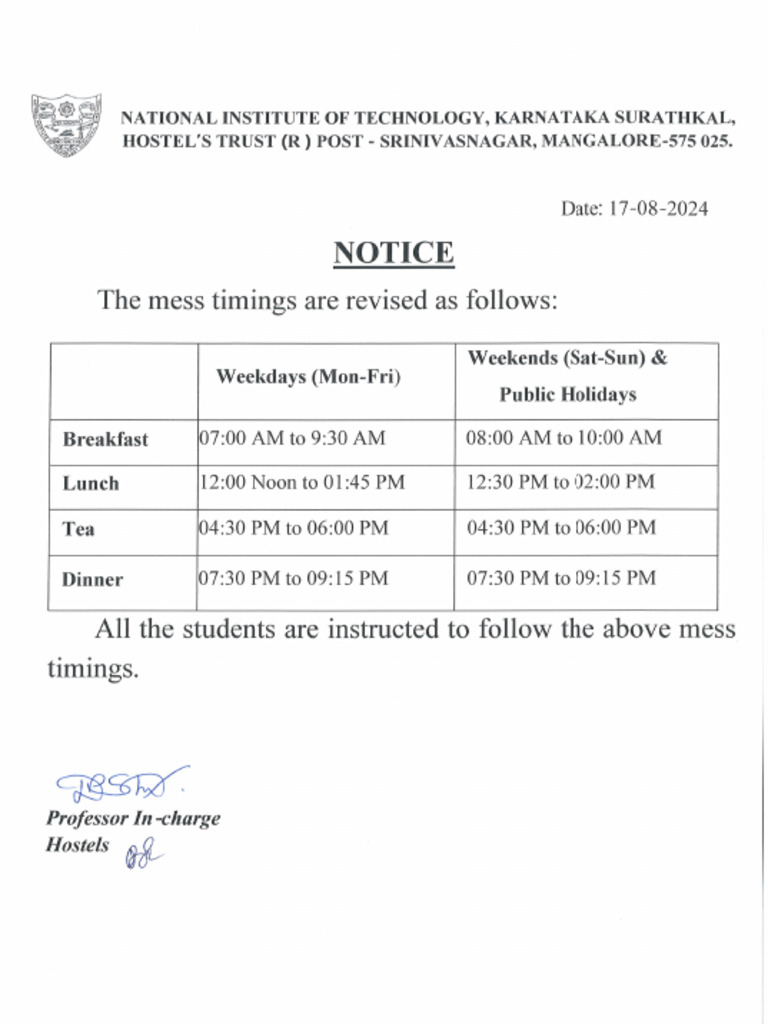 revised_mess timings | PDF