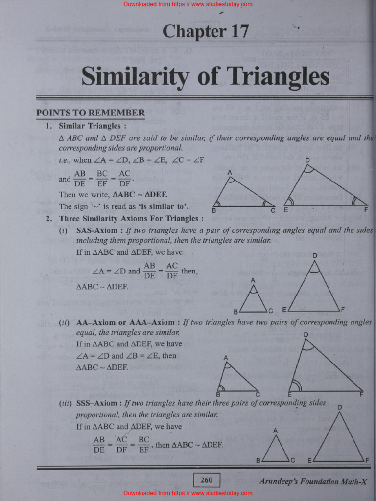 ICSE Class 10 Maths Chapter 17 Similarity of Triangles | PDF