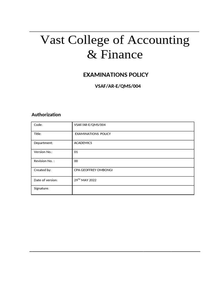 Examination Policy | PDF