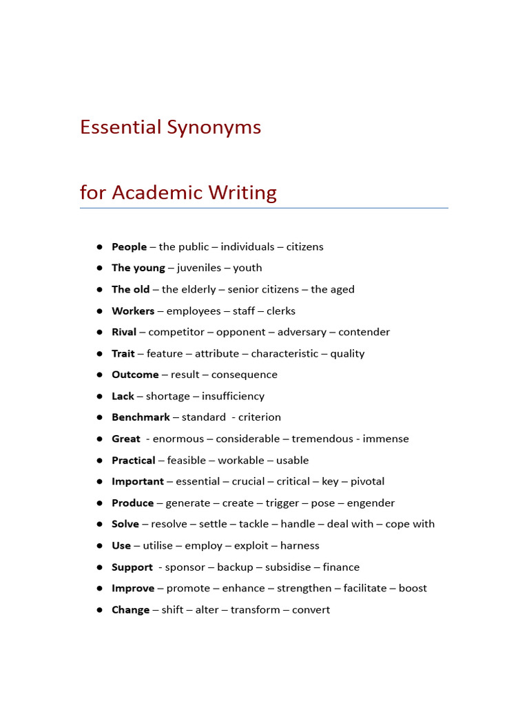 Synonyms For Academic Writing | PDF | Business