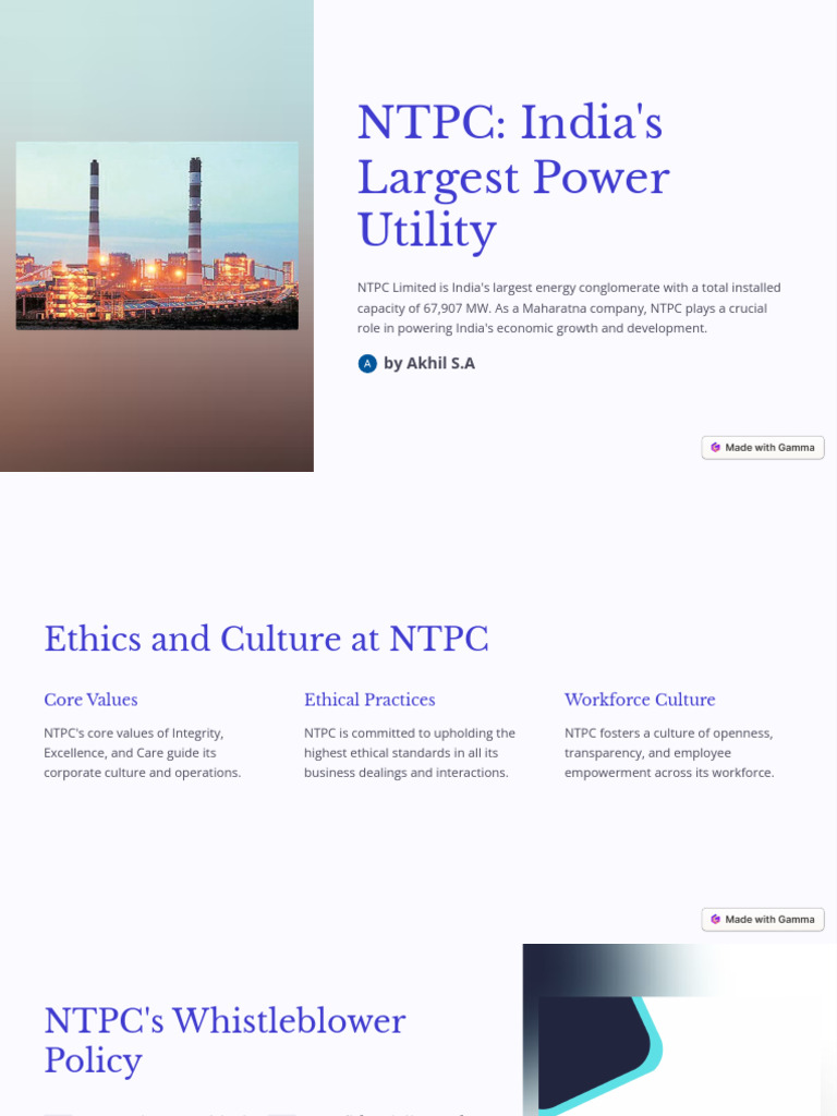 NTPC Indias Largest Power Utility | PDF | Governance | Integrity