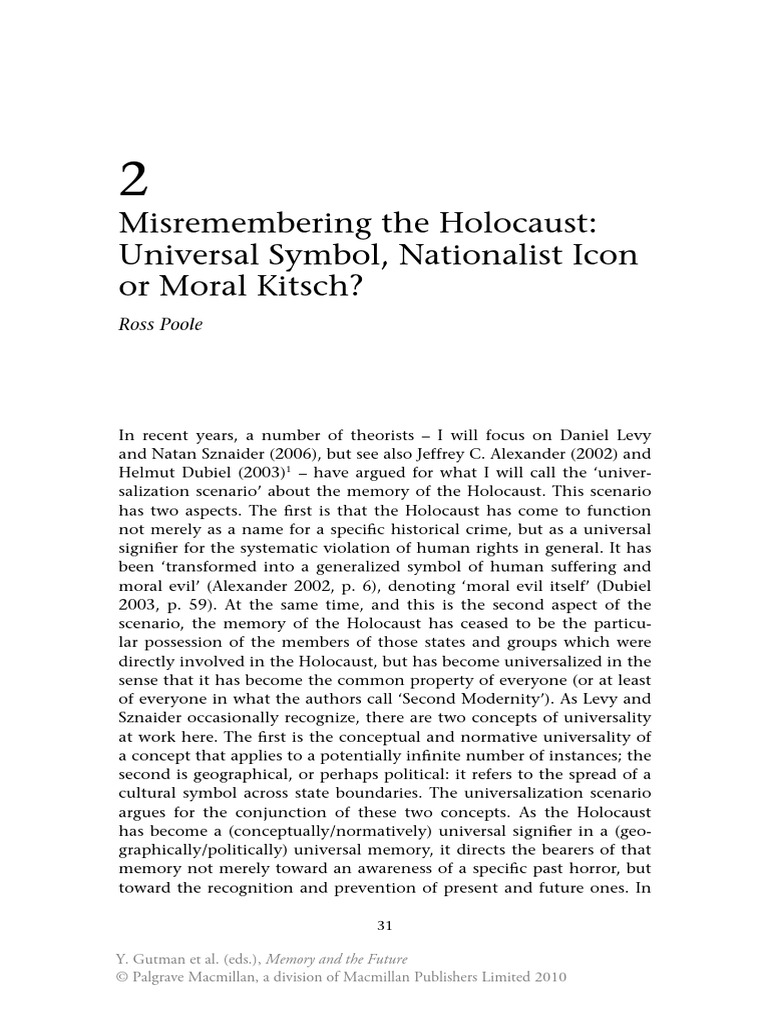 Misremembering The Holocaust: Universal Symbol, Nationalist Icon or ...