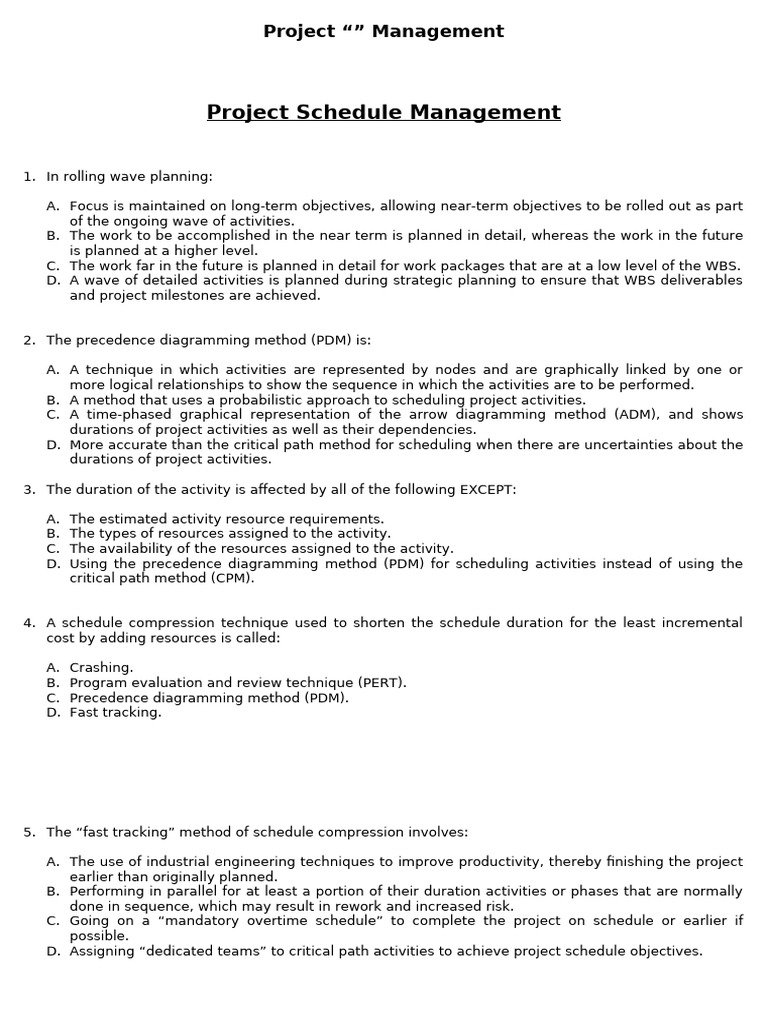 Project Schedule Management | PDF