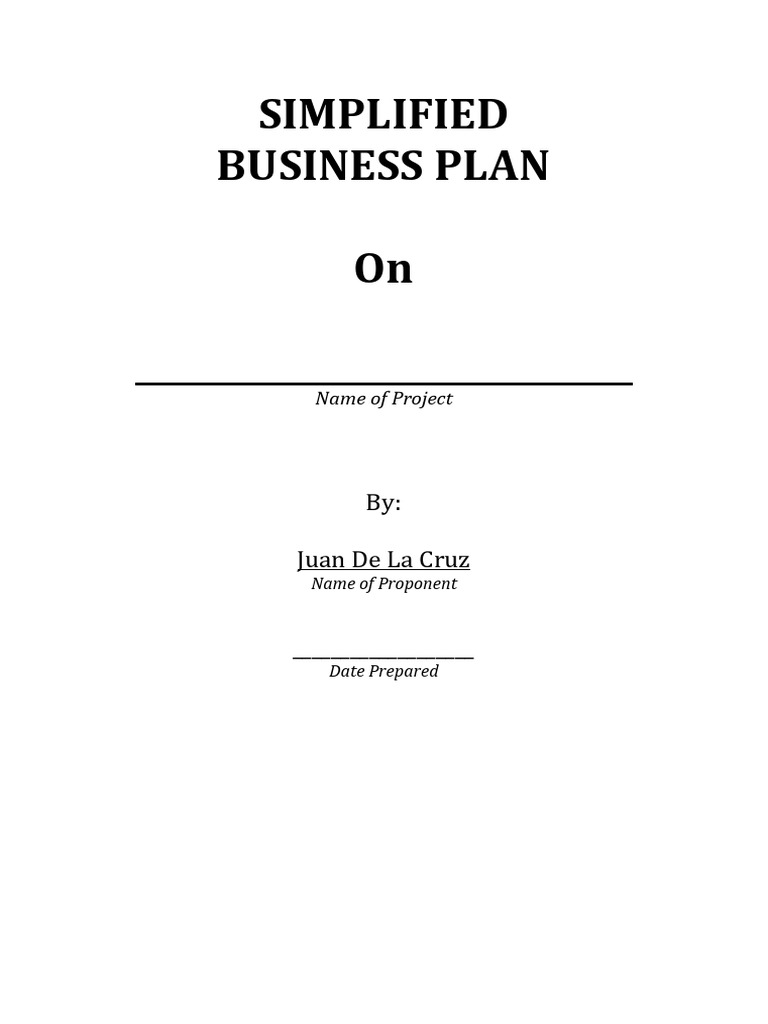 Sample Simplified Business Plan | PDF