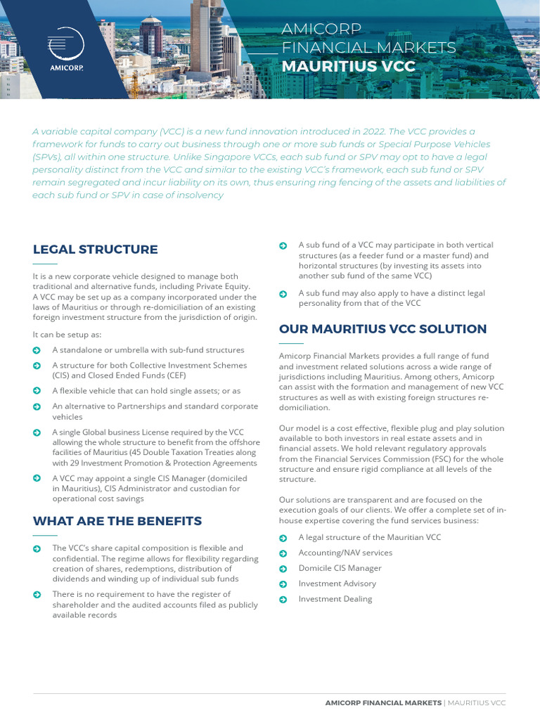 Amicorp Financial Markets Mauritius VCC | PDF