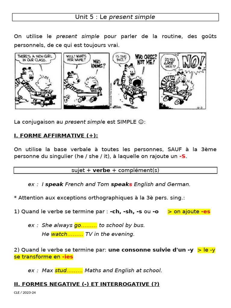 ESL Young Learners - The Present Simple | PDF