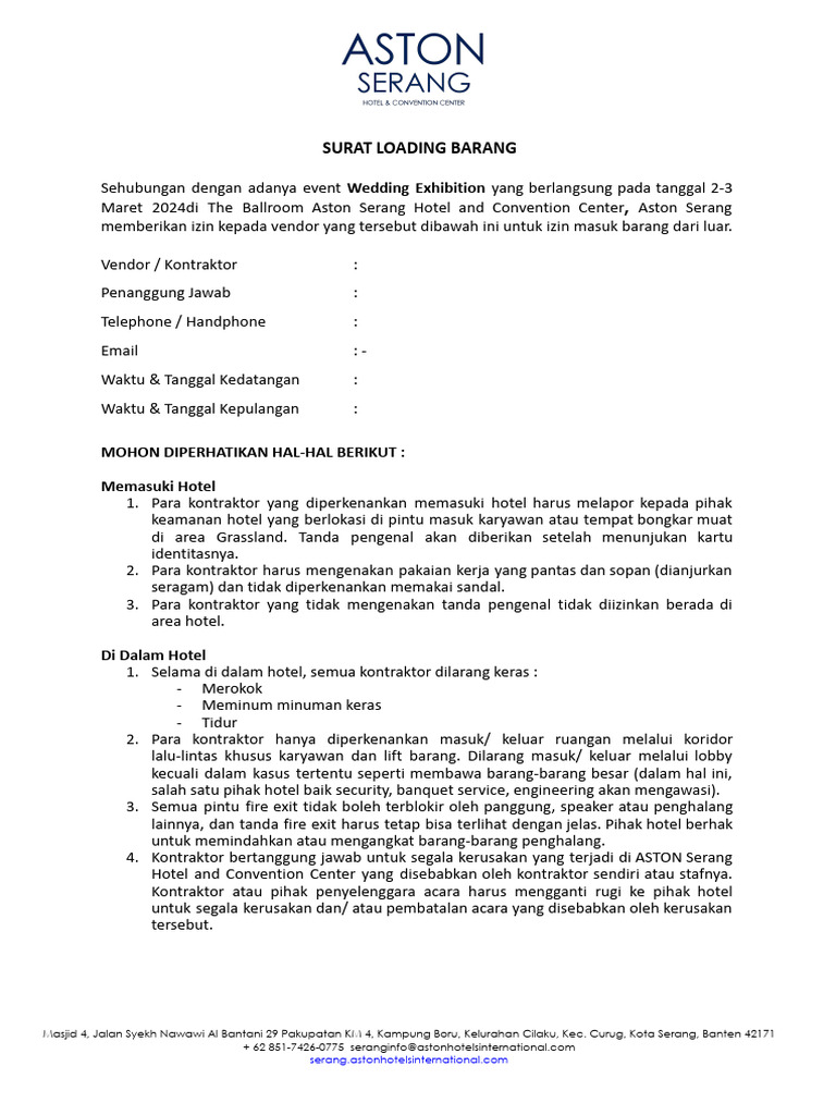 Loading Letter (Indonesian) | PDF
