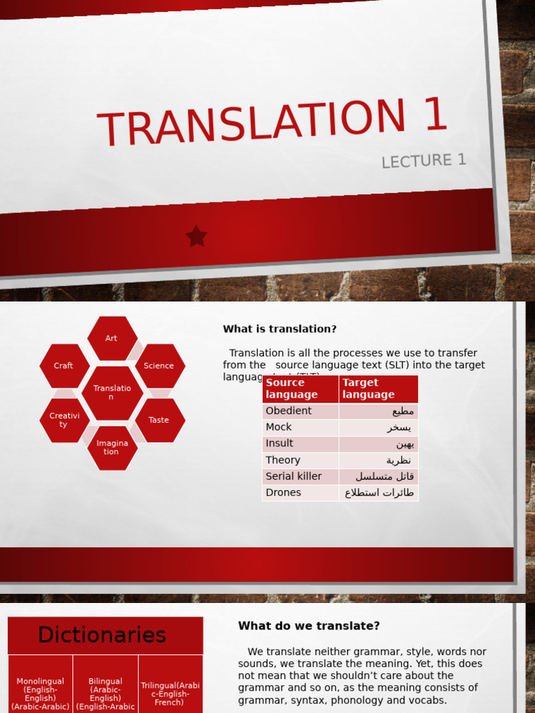 Translation 1 - Lecture 1 | PDF