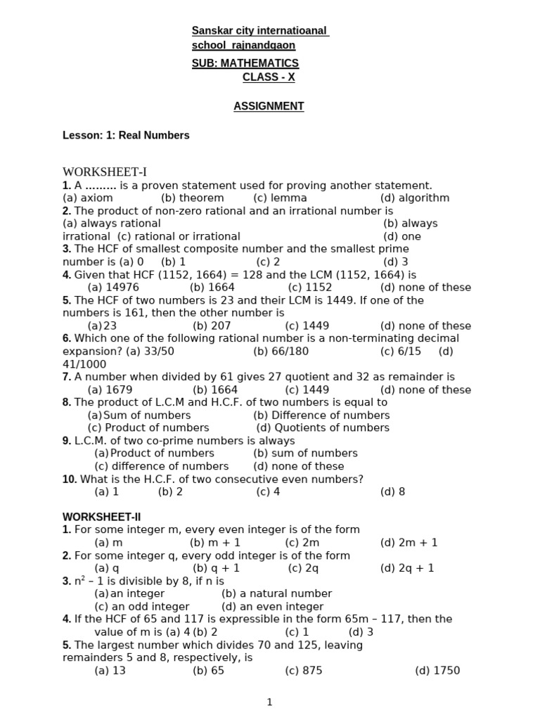 Class10 Math Assignment 2 | PDF