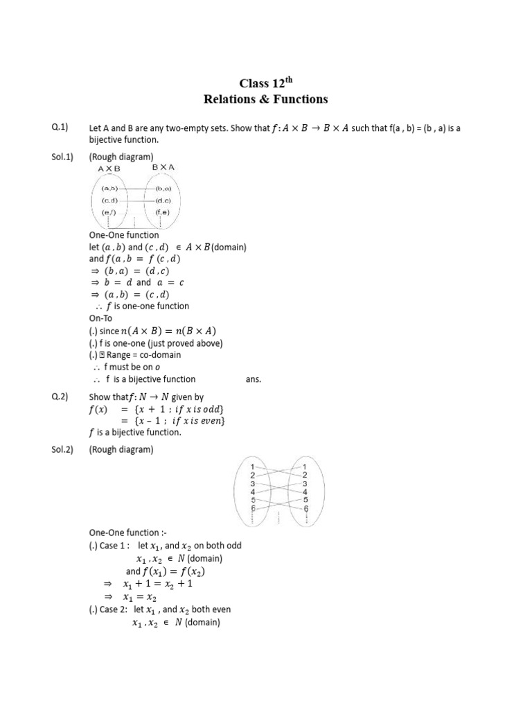 CBSE Worksheets For Class 12 Maths Relations and Functions Assignment 05 | PDF