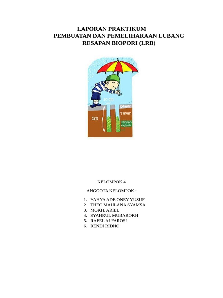 Laporan Praktikum Pembuatan Dan Pemeliharaan Lubang Resapan Biopori (LRB) | PDF