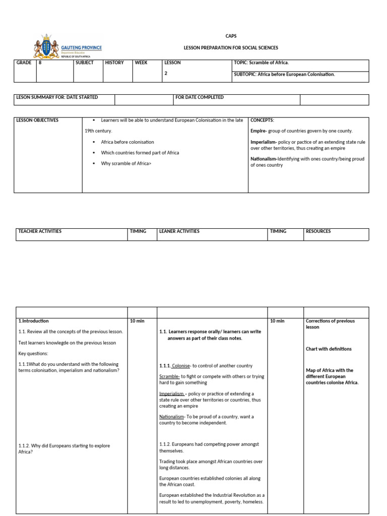 Term 3 Hist Lesson 2 | PDF
