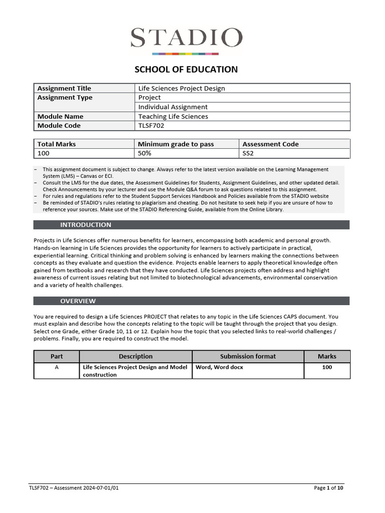 STADIO+Assignment+Template TLSF702 SS2+2024 | PDF