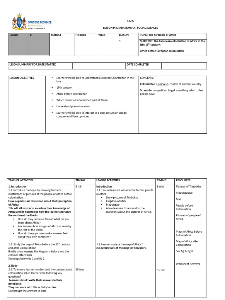 Term 3 Hist Lesson 1 | PDF