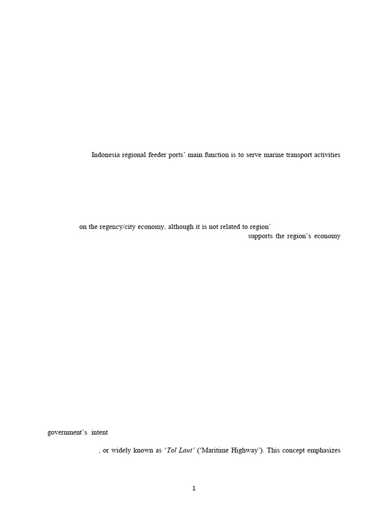 Economic Contribution of Regional Feeder Ports To The Local Economy in ...