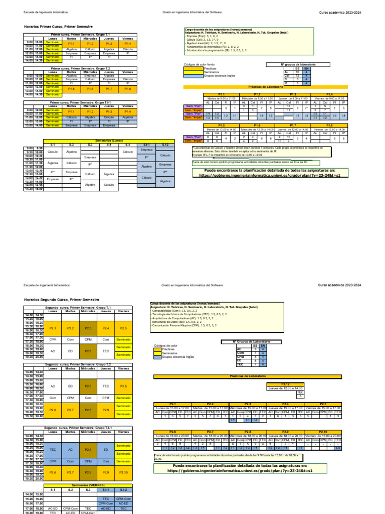 V1.4 Horarios 2023-2024 Sem1 | PDF V1.4 Horarios 2023-2024 Sem1 | PDF