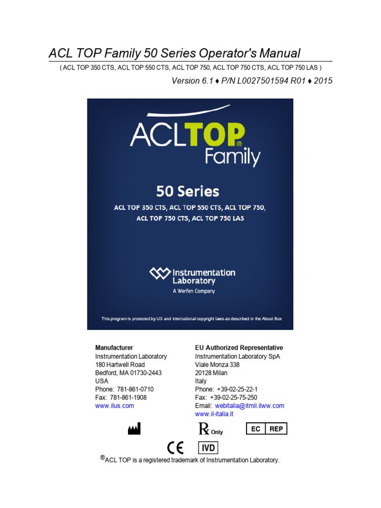 Version 6.1 ACL TOP 50 Series Operators Manual 2016-10-20 en | PDF