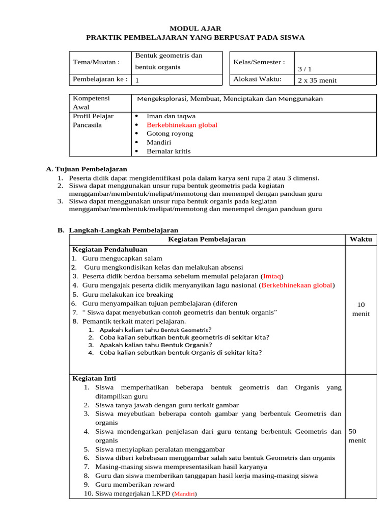 Modul SENI RUPA KELAS 3 - KELOMPOK 4 | PDF