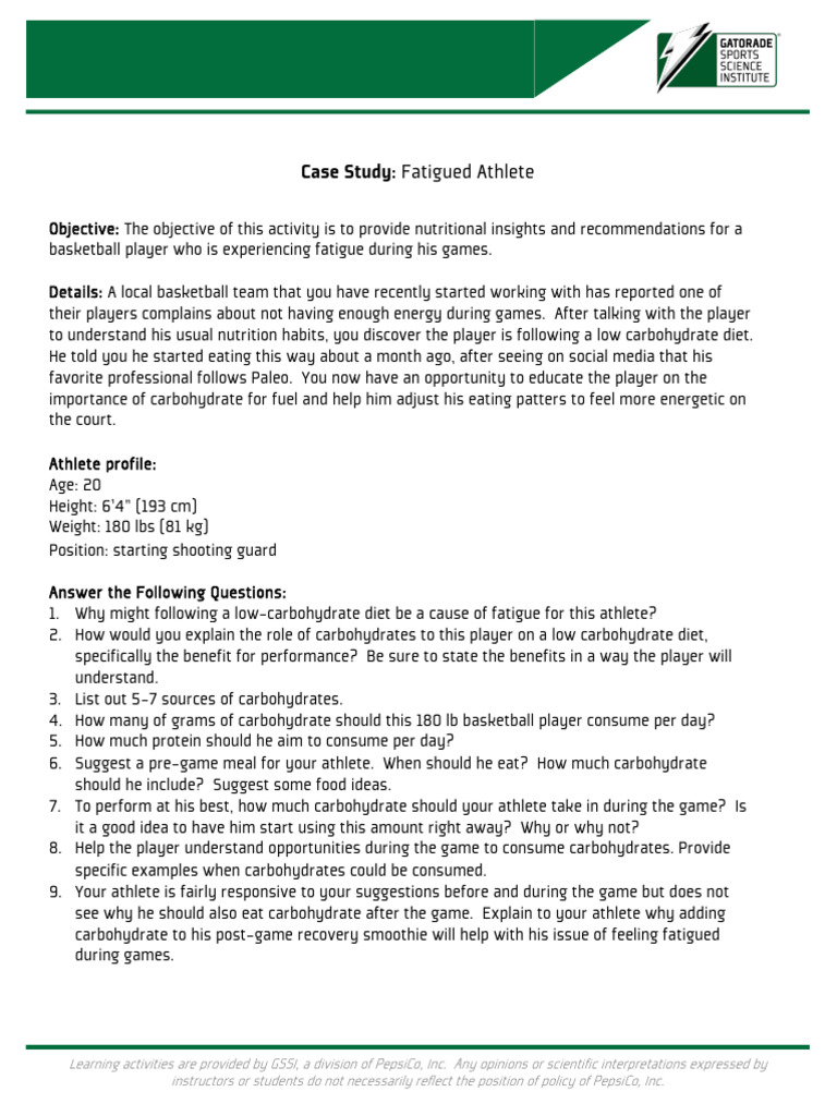 Case Study Fatigued Athlete | PDF