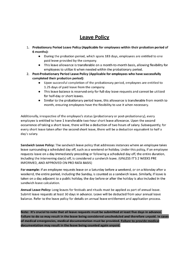 Leave Policy | PDF