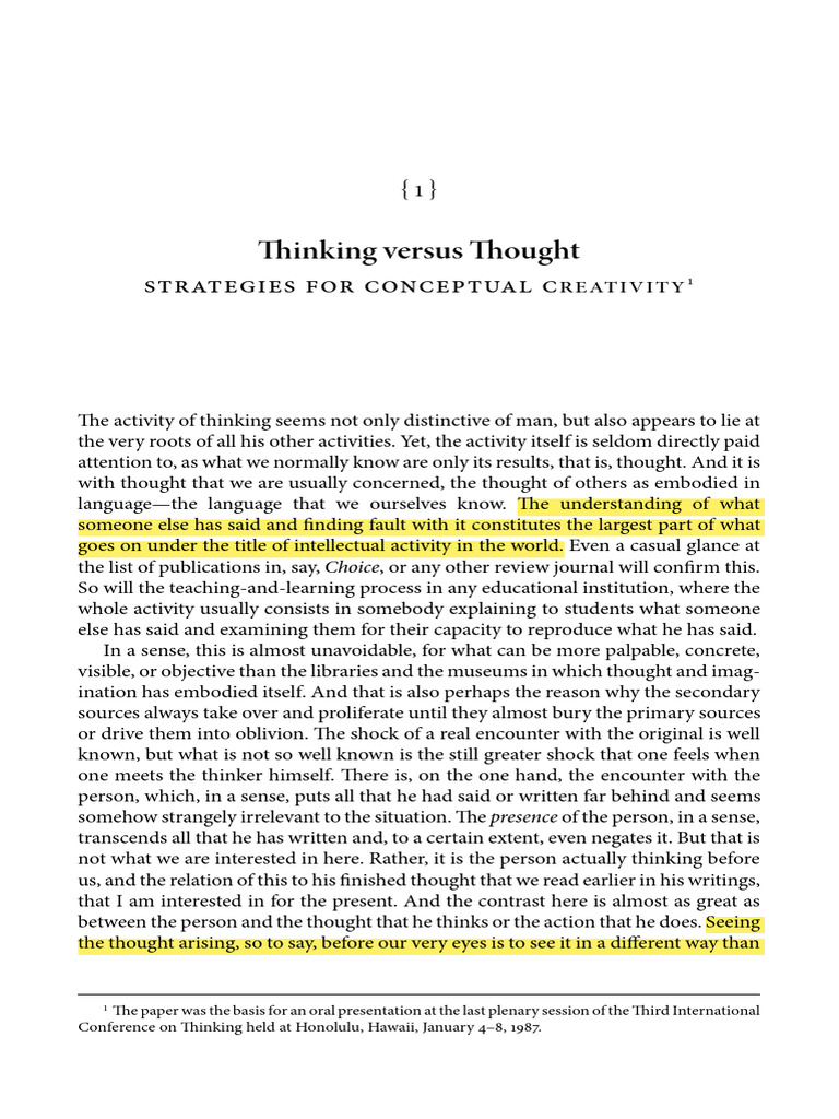 Daya Krishna - Thinking Vs Thought | PDF