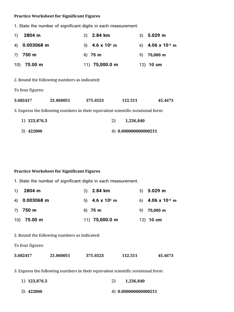Extra Sig Figs Practice Activity | PDF
