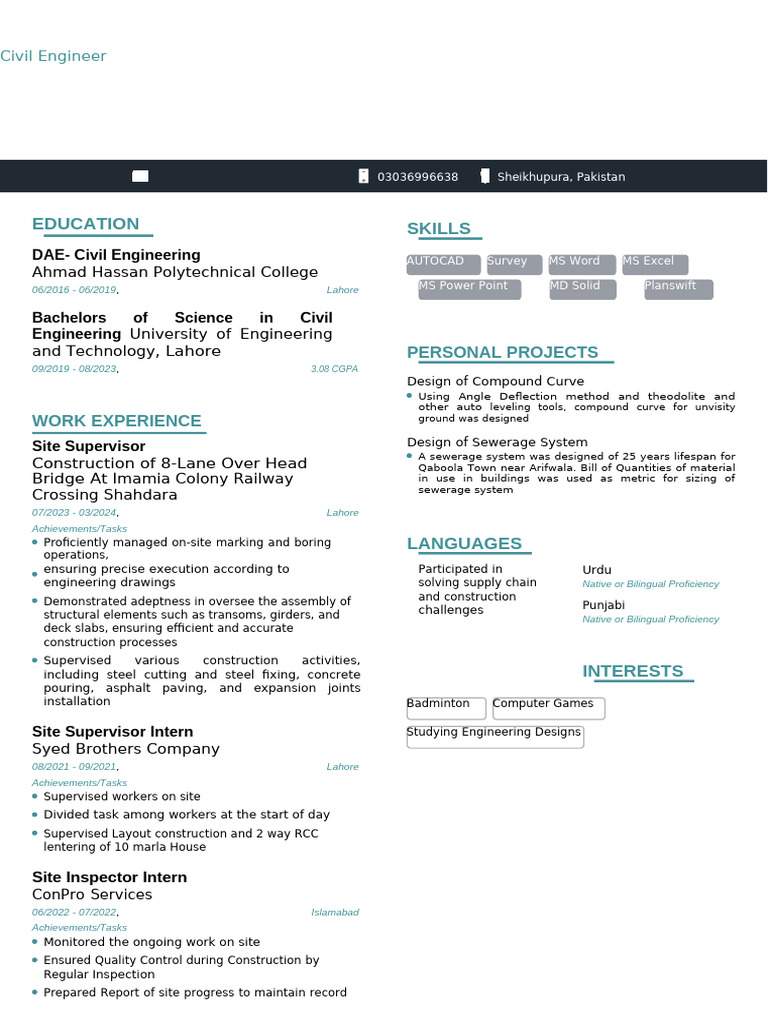 Mubashar Irshad CV | PDF
