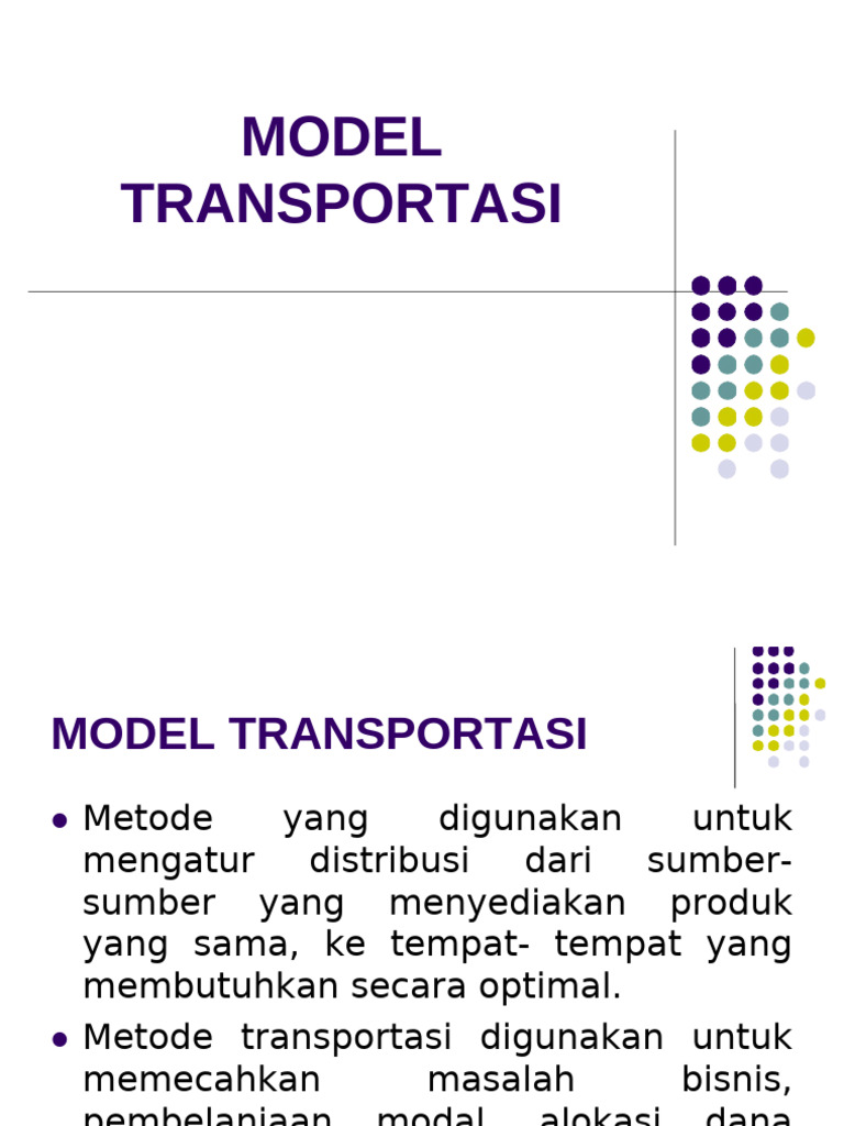 Hari Bagus P. Mantik S.Kom M.Si Model Transportasi | PDF