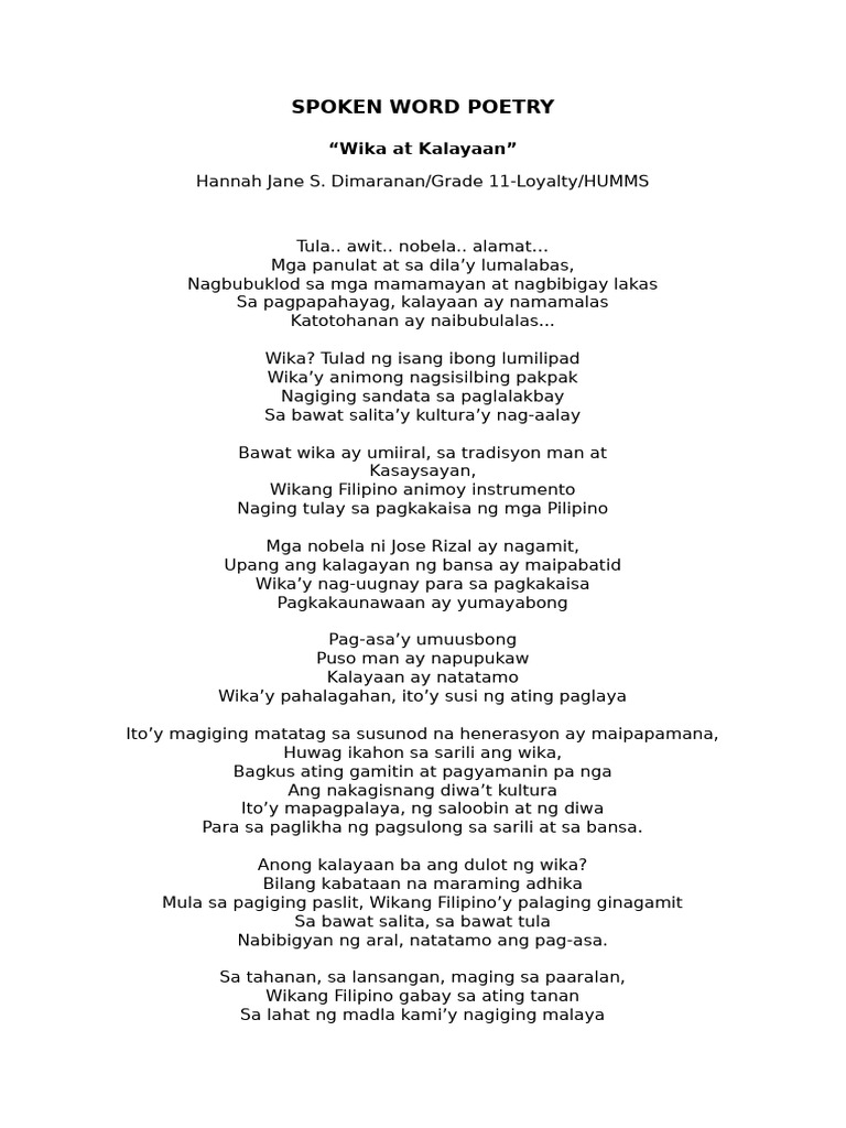 Spoken Word Poetry | PDF