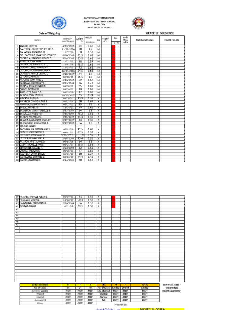 12-Humility NS Baseline 2024-2025 | PDF
