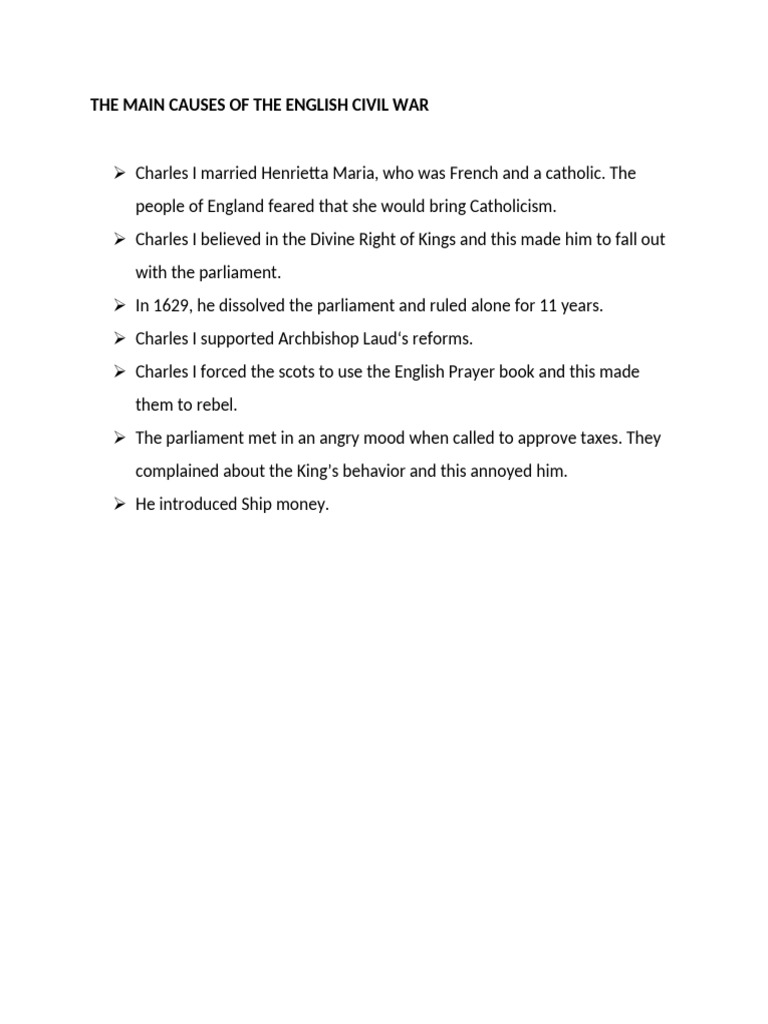 Causes of English Civil War | PDF