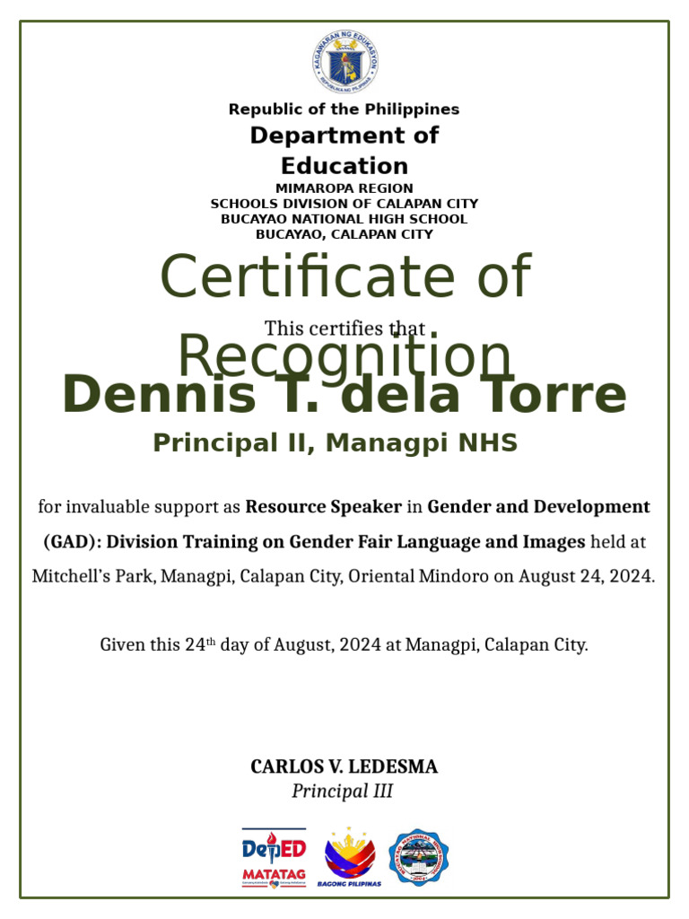 Cert GAD Speaker Short-2024 | PDF