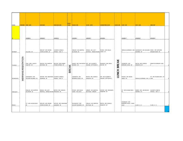 Year 8F Timetable3 | PDF