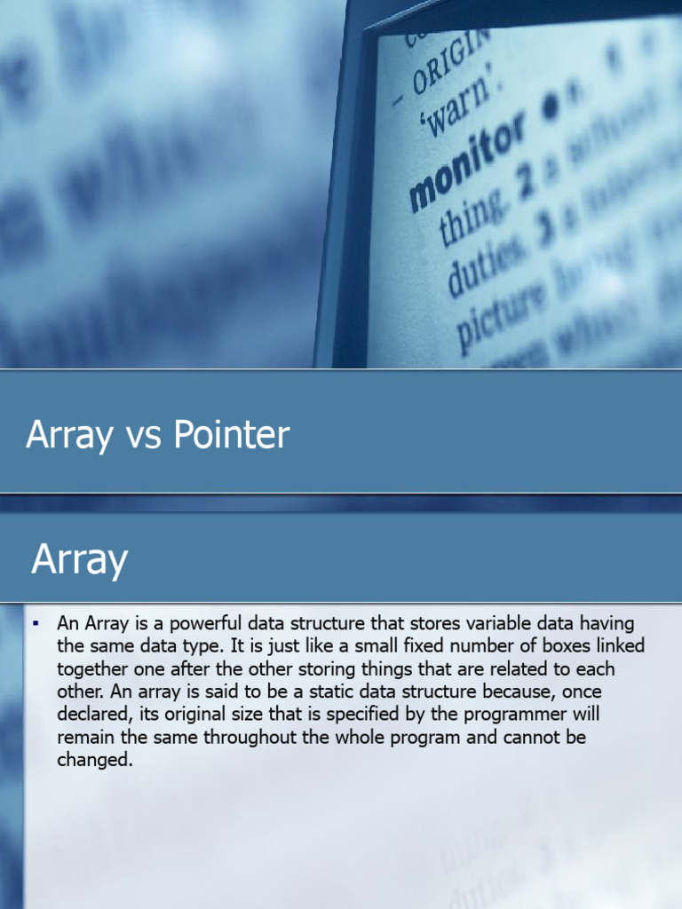 CS - Array Vs Pointer | PDF CS - Array Vs Pointer | PDF