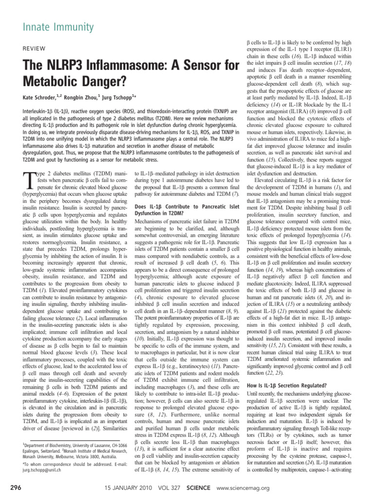 The NLRP3 inflammasome a sensor for metabolic danger | PDF The NLRP3 inflammasome a sensor for metabolic danger | PDF