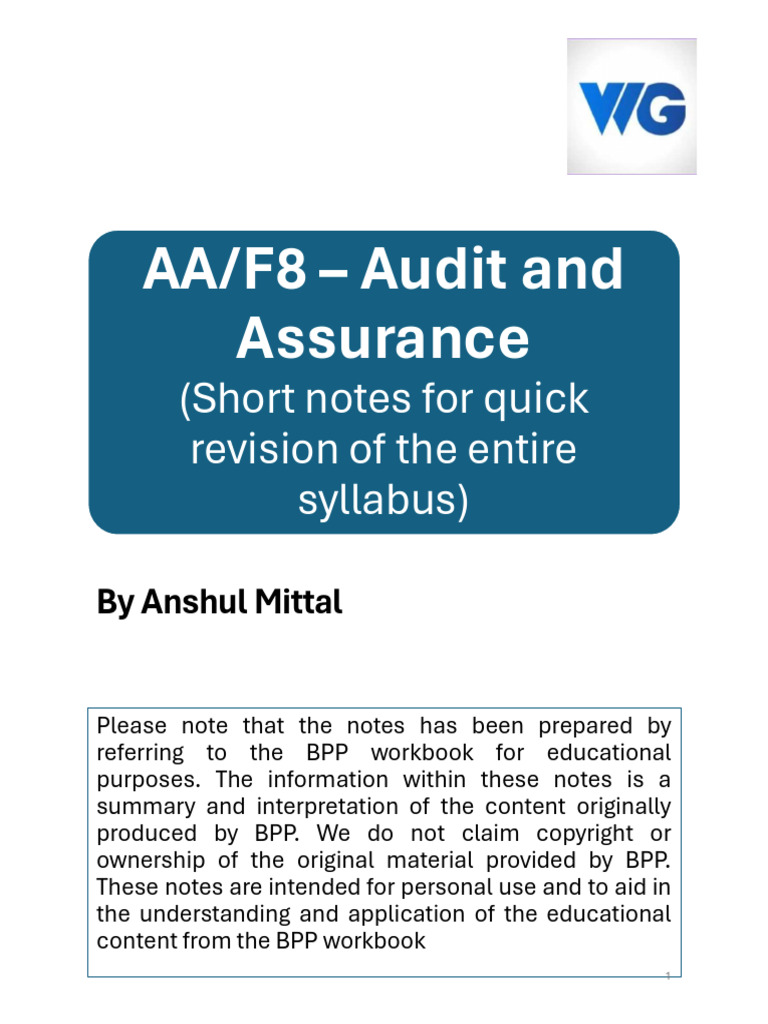 ACCA F8 - Complete Short Notes | PDF