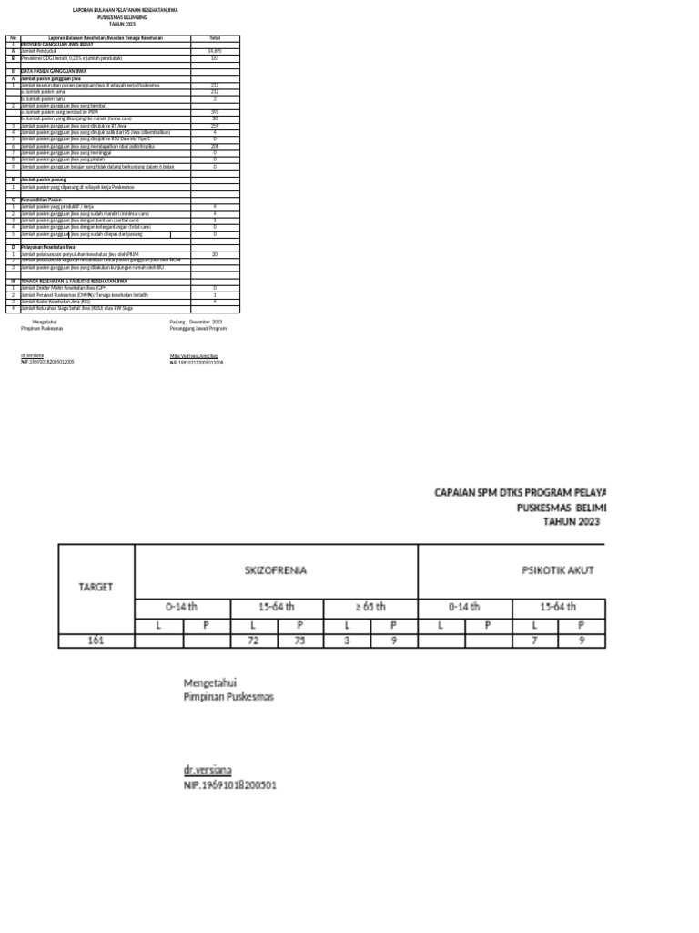 Laporan Tahunan Keswa PKM Belimbing 2023 (3) .Oke | PDF