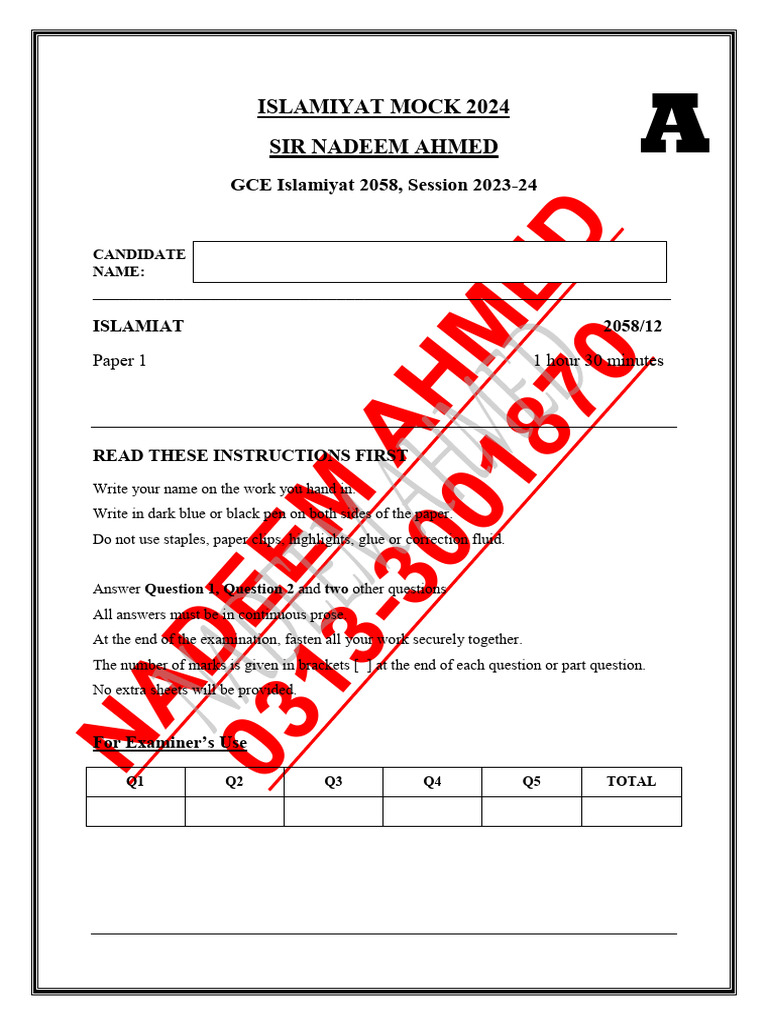 Mock A June P1 (2024) | PDF