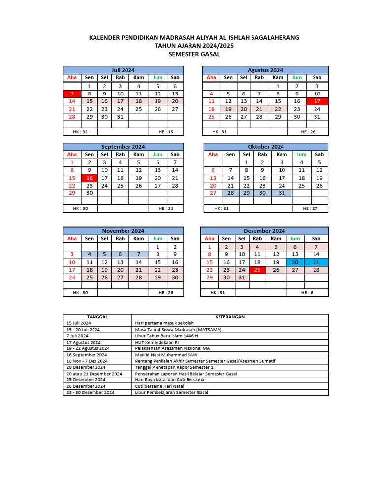 KALENDER Pendidikan Malisha 2425 | PDF