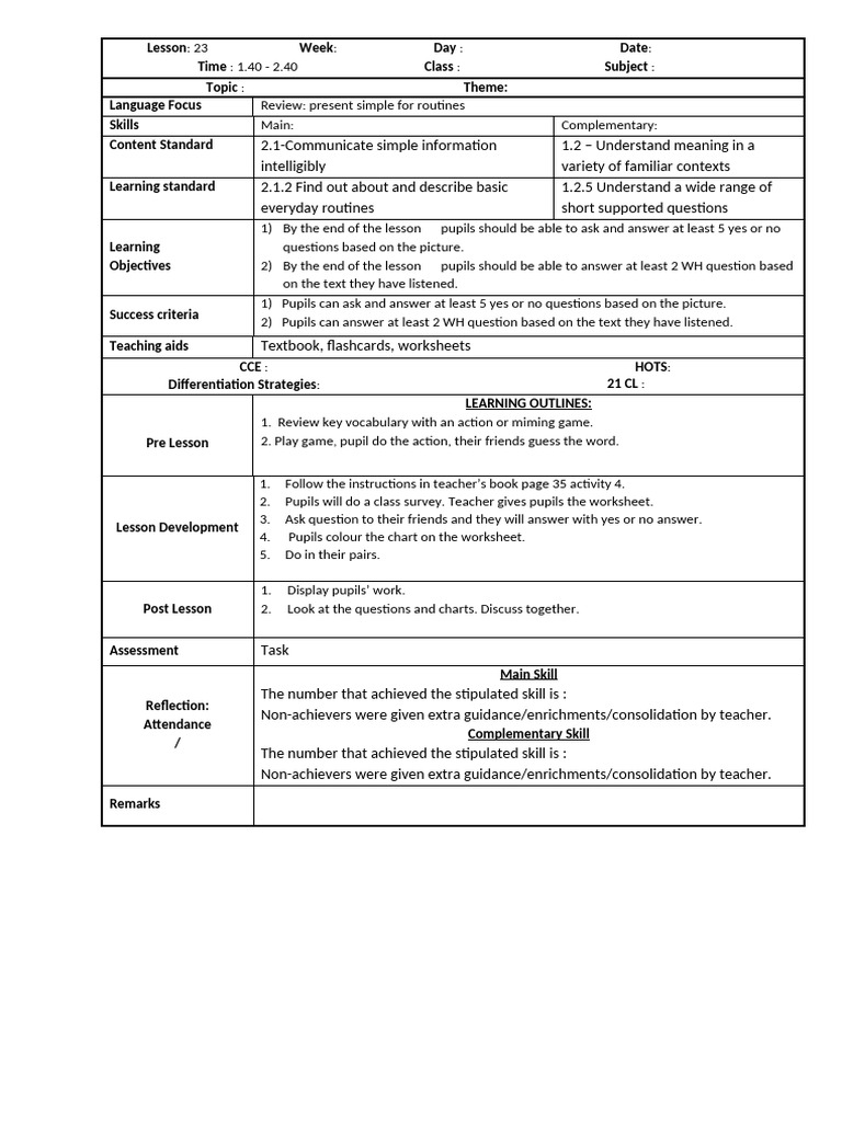 DLesson Plan Y3 23 | PDF DLesson Plan Y3 23 | PDF