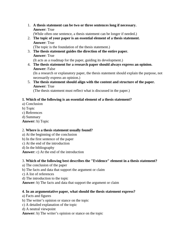 Eapp Quiz Thesis Statement | PDF