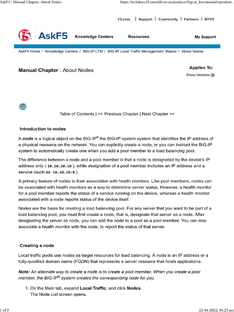 Manual Chapter: About Nodes | PDF