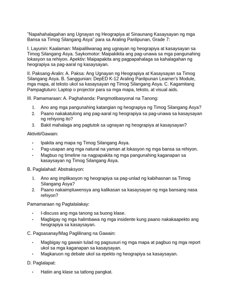 Napahahalagahan Ang Ugnayan NG Heograpiya at Sinaunang Kasaysayan NG Mga Bansa Sa Timog ...
