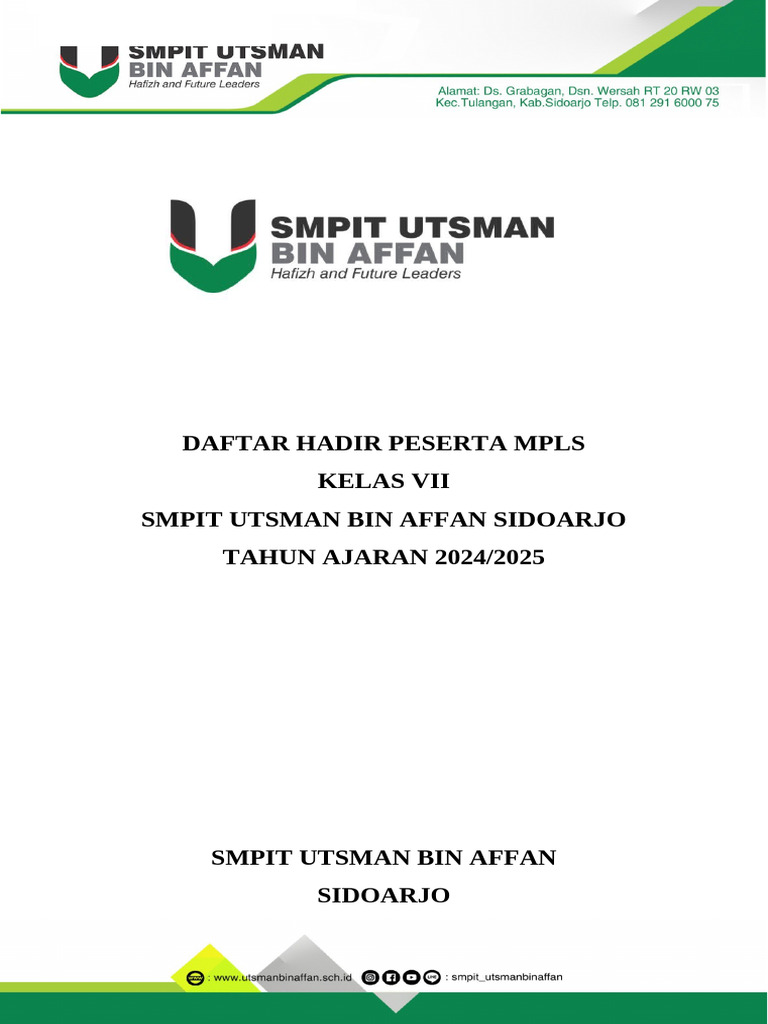 Cover Daftar Hadir Peserta MPLS 2024-2025 | PDF