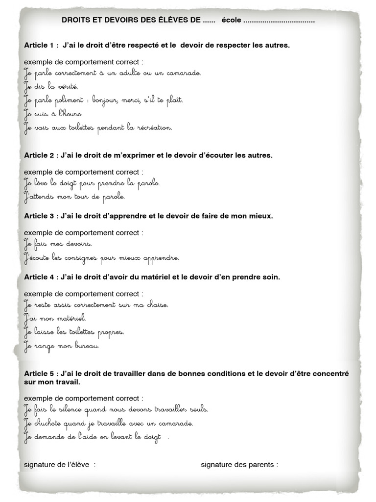 Droits Et Devoirs | PDF