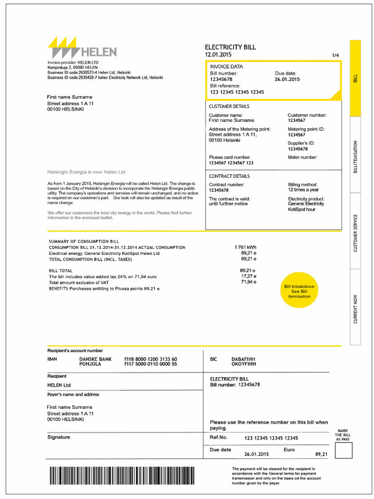 Finland Utility Bill | PDF